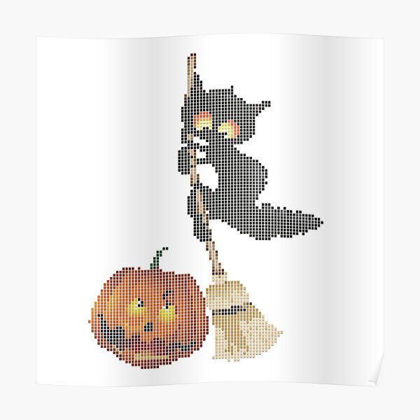 "Halloween Black Cat Pixel Art" Poster for Sale by Pixel4Art | Redbubble