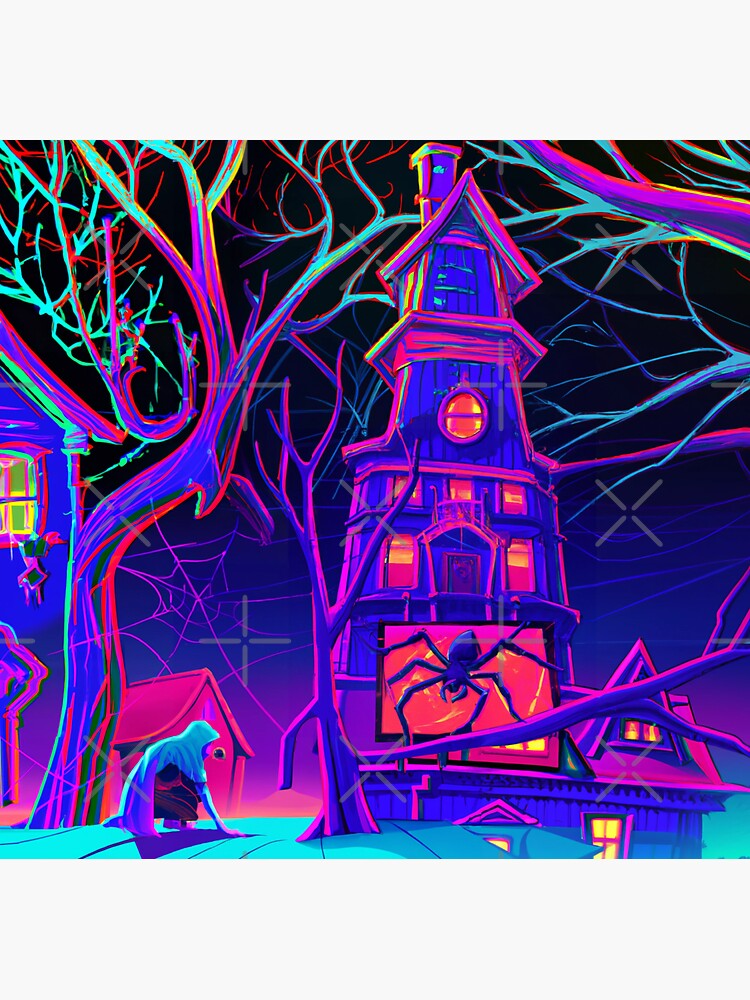 "The Neon Haunted House on the Hill" Sticker for Sale by ...