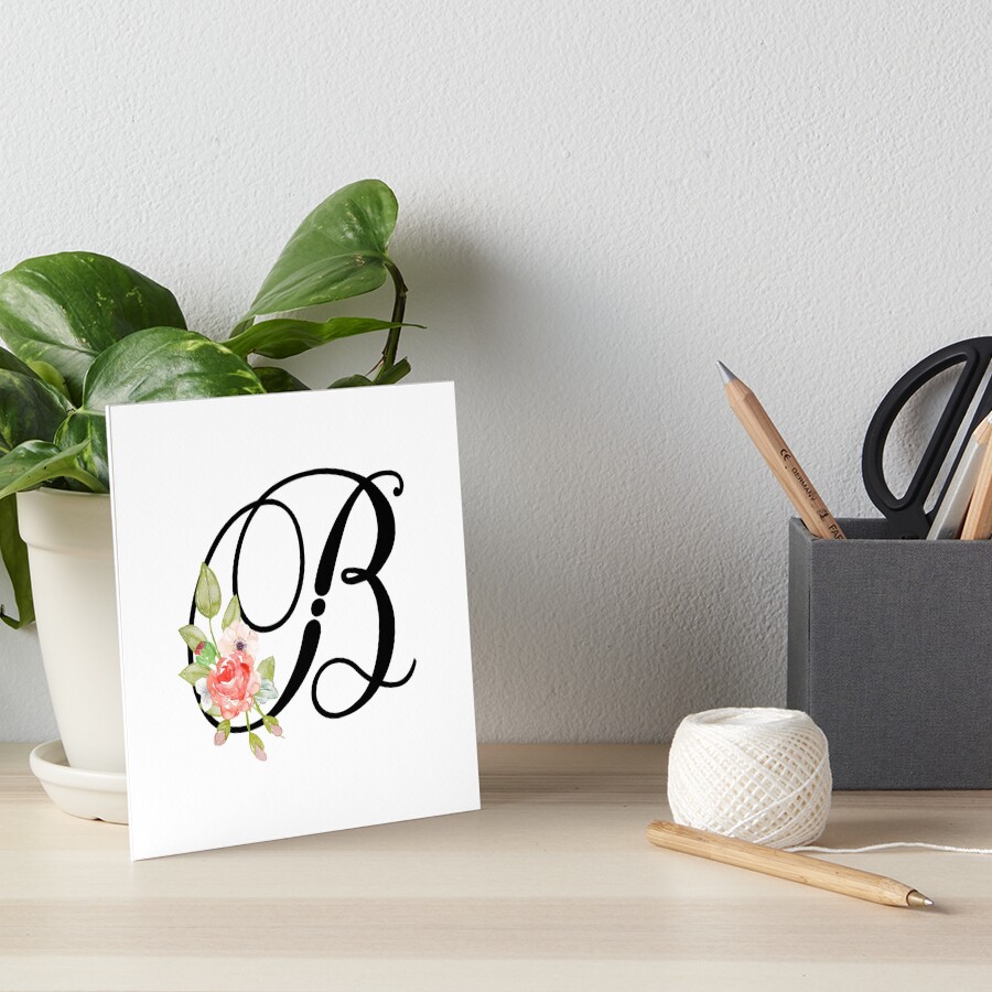 "Floral Monogram Fancy Script Letter B" Art Board Print for Sale by ...