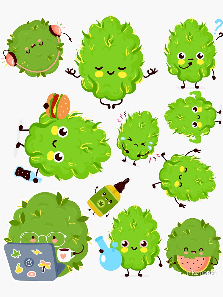 "Cute Cannabis Marijuana Buds" Sticker for Sale by mkzmerch | Redbubble