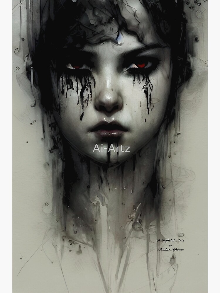 "Girl Crying Black Ink" Poster for Sale by Ai-Artz | Redbubble