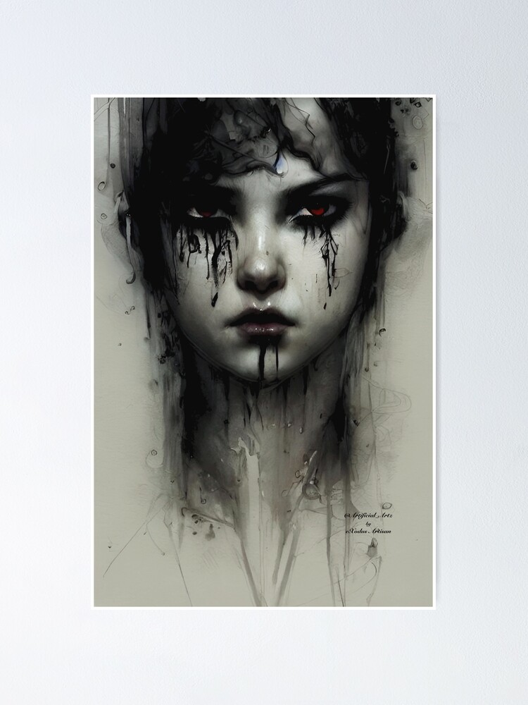 "Girl Crying Black Ink" Poster for Sale by Ai-Artz | Redbubble