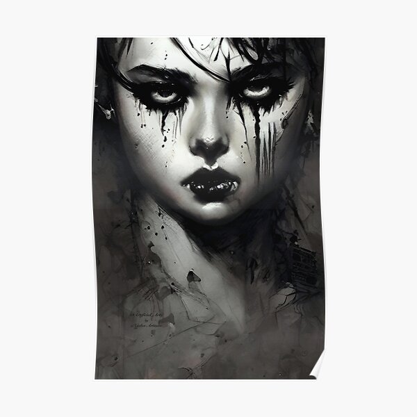 "Girl Crying Black Ink 2" Poster for Sale by Ai-Artz | Redbubble