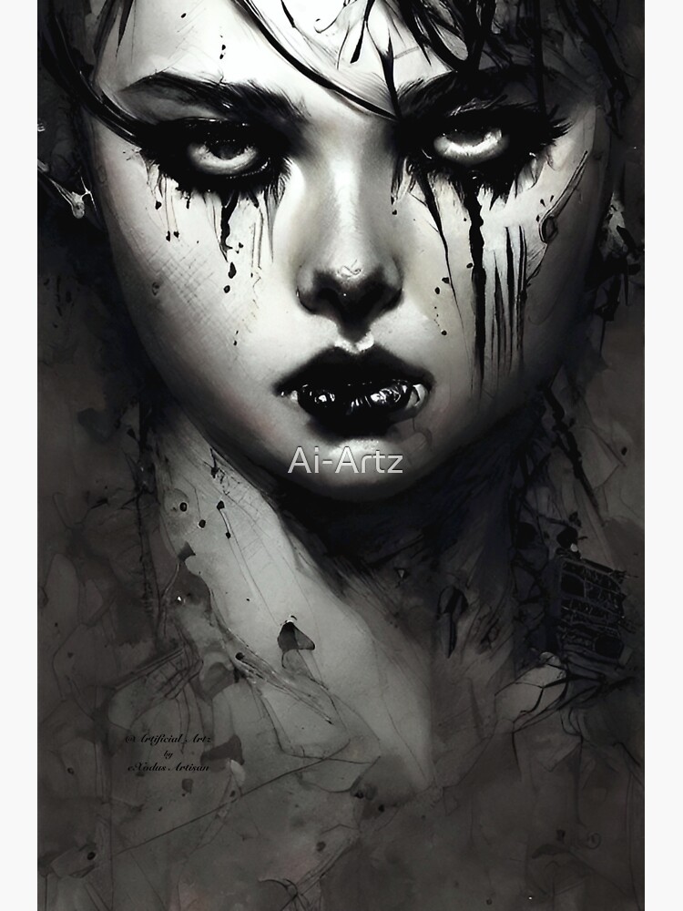 "Girl Crying Black Ink 2" Sticker for Sale by Ai-Artz | Redbubble