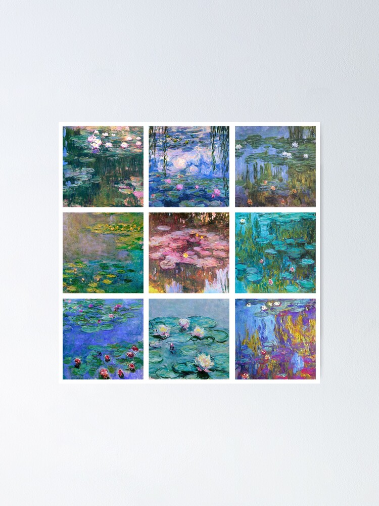 "Claude Monet Water Lilies Art Collage" Poster for Sale by ...