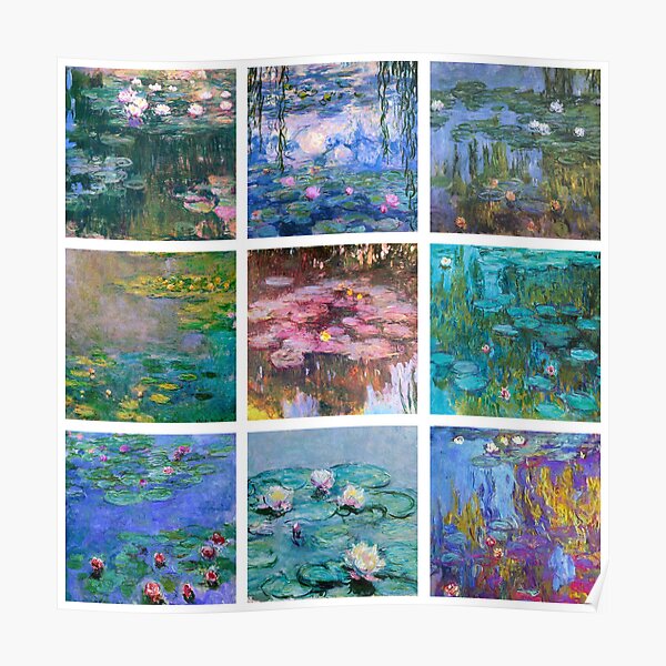 "Claude Monet Water Lilies Art Collage" Poster for Sale by ...