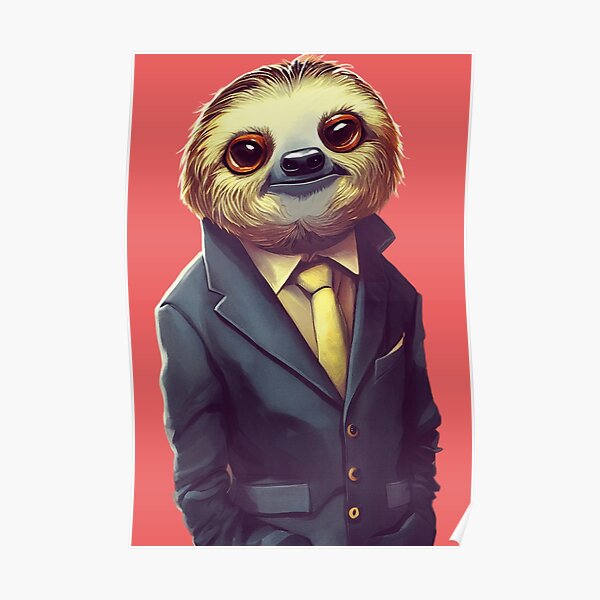"CoolNimals cute Sloth wearing a suit, animals in clothes" Poster for ...