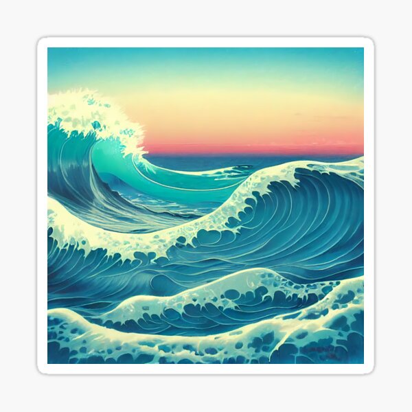 "Ocean Waves On The Beach Inspired By Anime Style" Sticker for Sale by ...