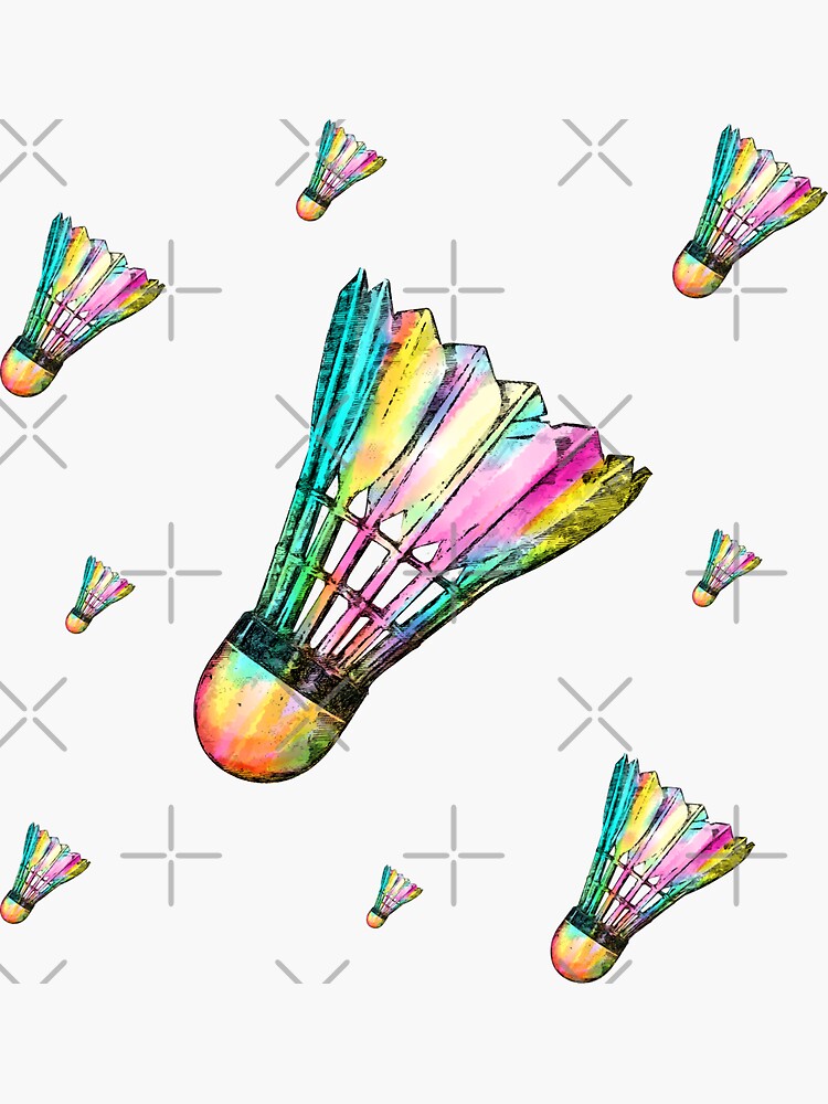 "Badminton Raining Shuttlecock Watercolor and Sketch" Sticker for Sale ...