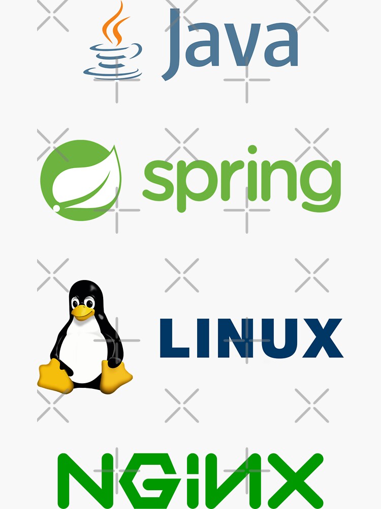 Java, Spring, Penguin Linux Tux Mascot, NGINX - 4x Sticker Combo Pack" Sticker for Sale by ...