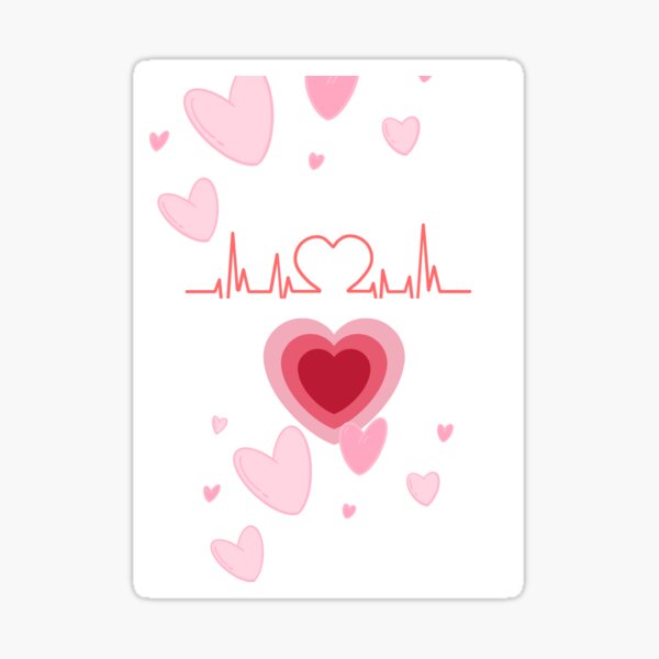 "hearts with heartbeat line" Sticker for Sale by anika2233 | Redbubble