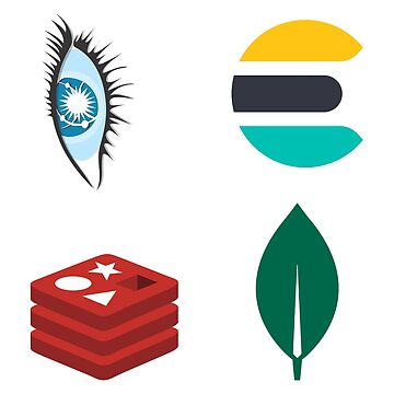 Apache Cassandra, Elasticsearch, Redis, MongoDB - 4x Sticker Combo Pack ...