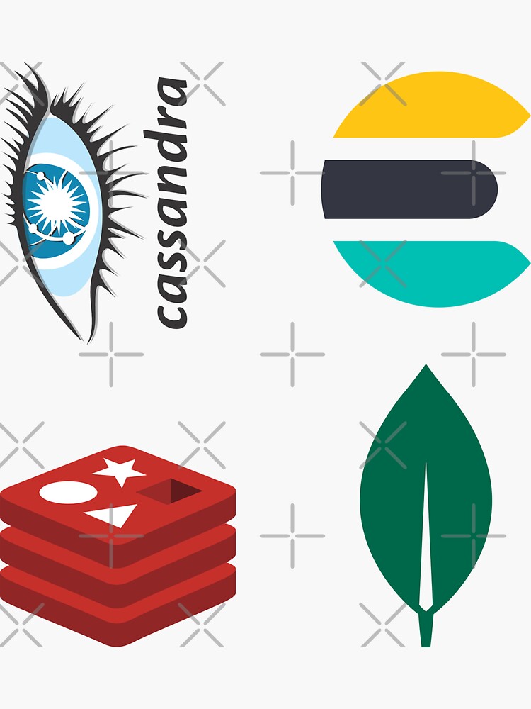 Apache Cassandra Elasticsearch Redis Mongodb 4x Sticker Combo Pack