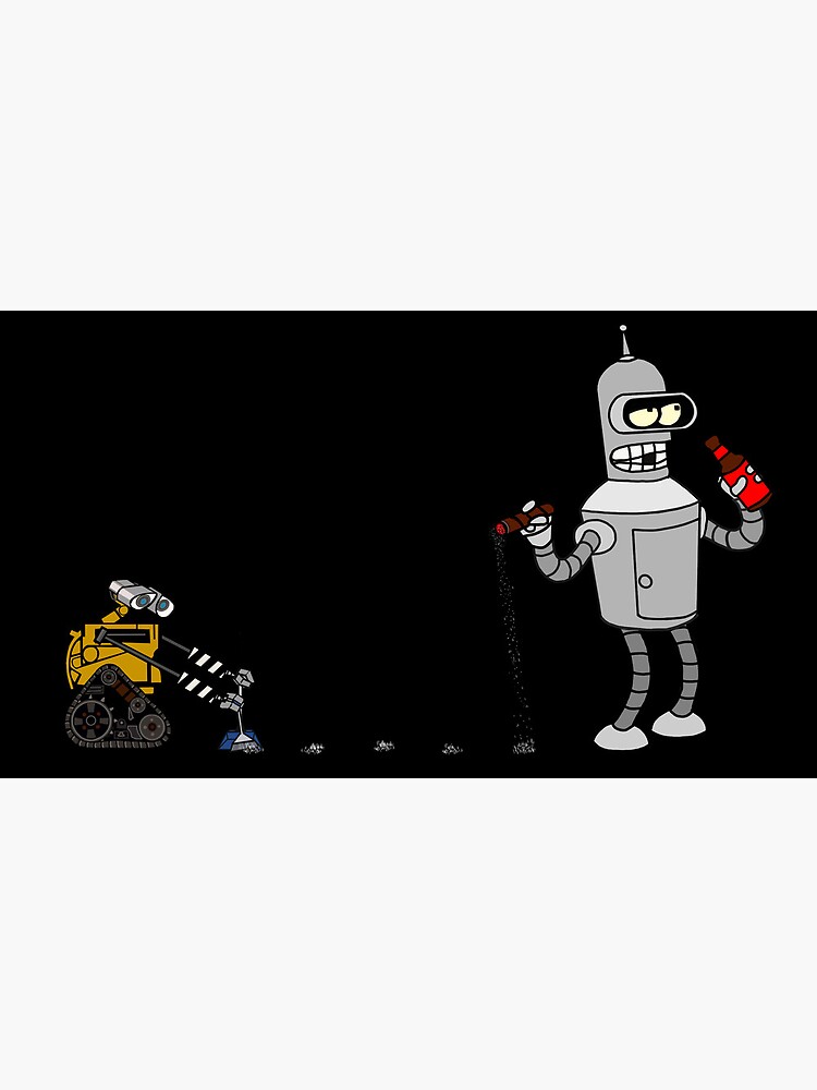 "Bender with Wall-E Cleaning Up His Mess Fan Art Drawing" Art Print for ...