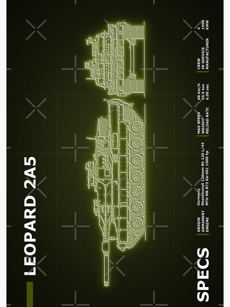"Leopard 2A5 Main Battle Tank Blueprint Gift Neon" Spiral Notebook for ...