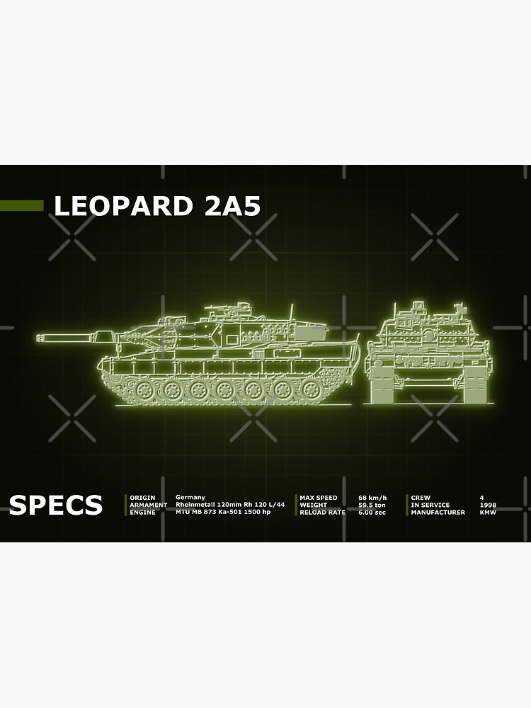 "Leopard 2A5 Main Battle Tank Blueprint Gift Neon" Photographic Print ...