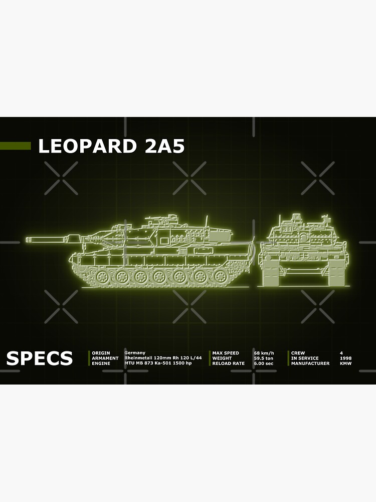 "Leopard 2A5 Main Battle Tank Blueprint Gift Neon" Sticker for Sale by ...