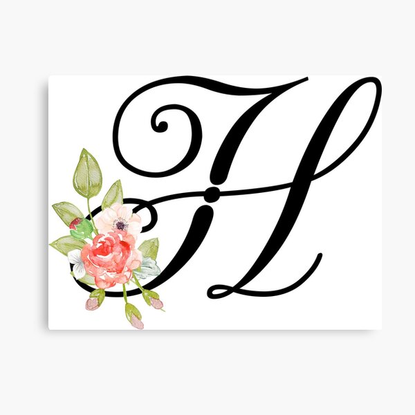 "Floral Monogram Fancy Script Letter H" Canvas Print by Grafixmom ...