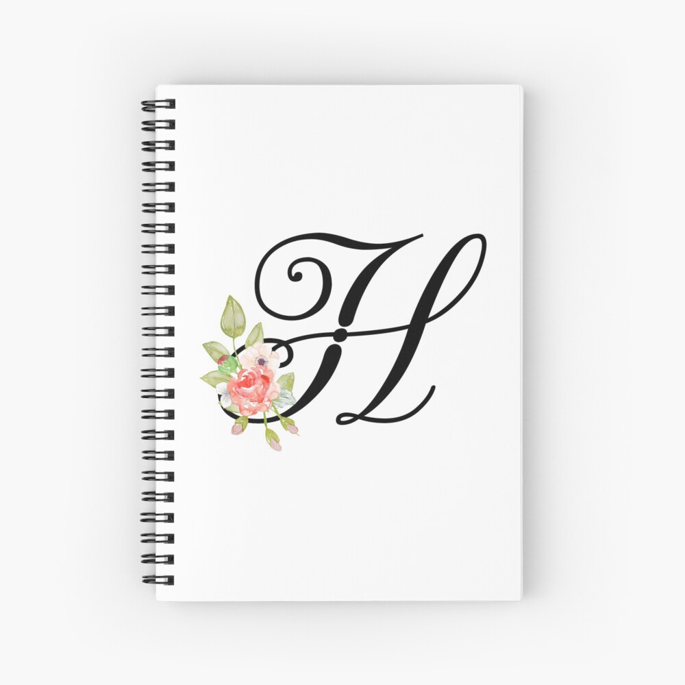 Floral Monogram Fancy Script Letter H Spiral Notebook For Sale By Grafixmom Redbubble
