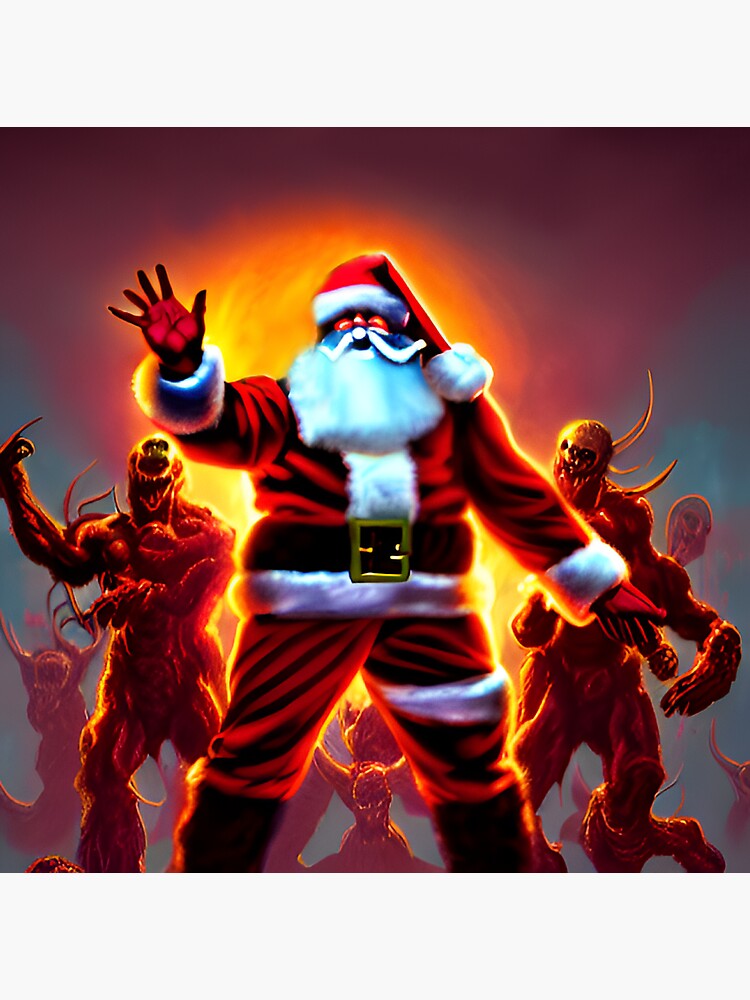 "Santa claus fighting monsters" Sticker for Sale by DopeDesign111 ...