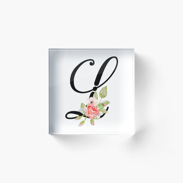 "Floral Monogram Fancy Script Letter L" Acrylic Block for Sale by ...