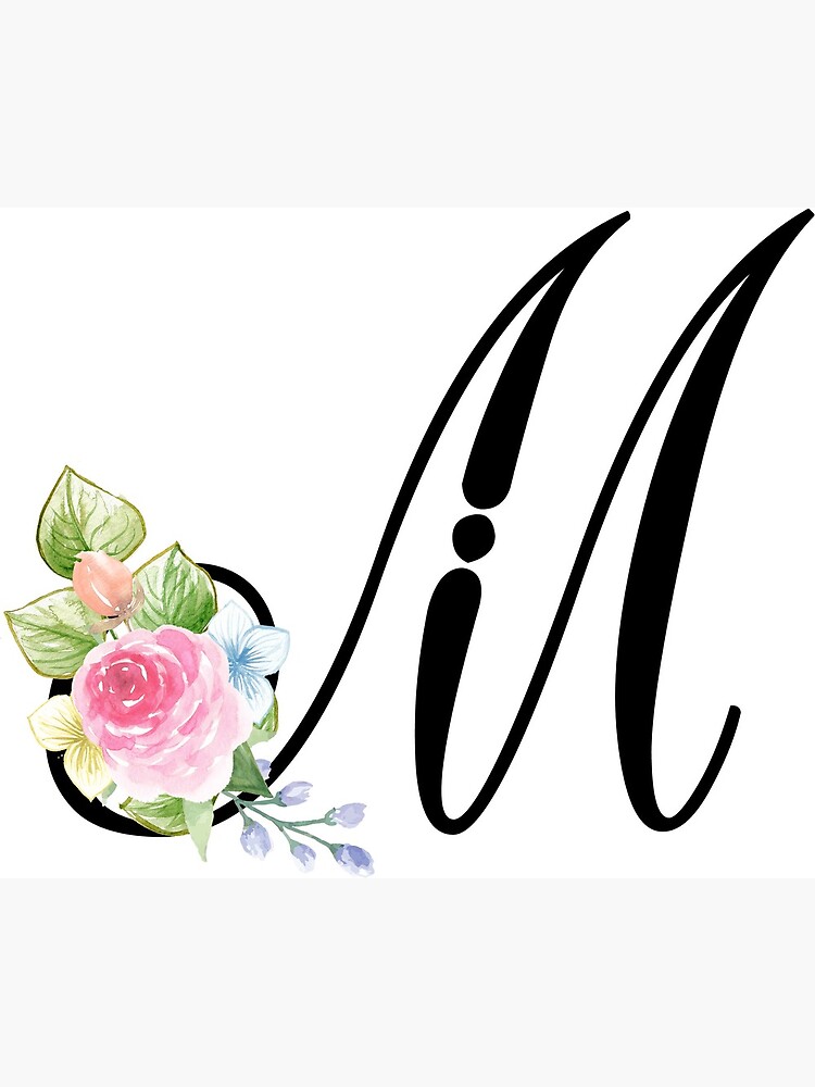 "Floral Monogram Fancy Script Letter M" Art Print for Sale by Grafixmom ...