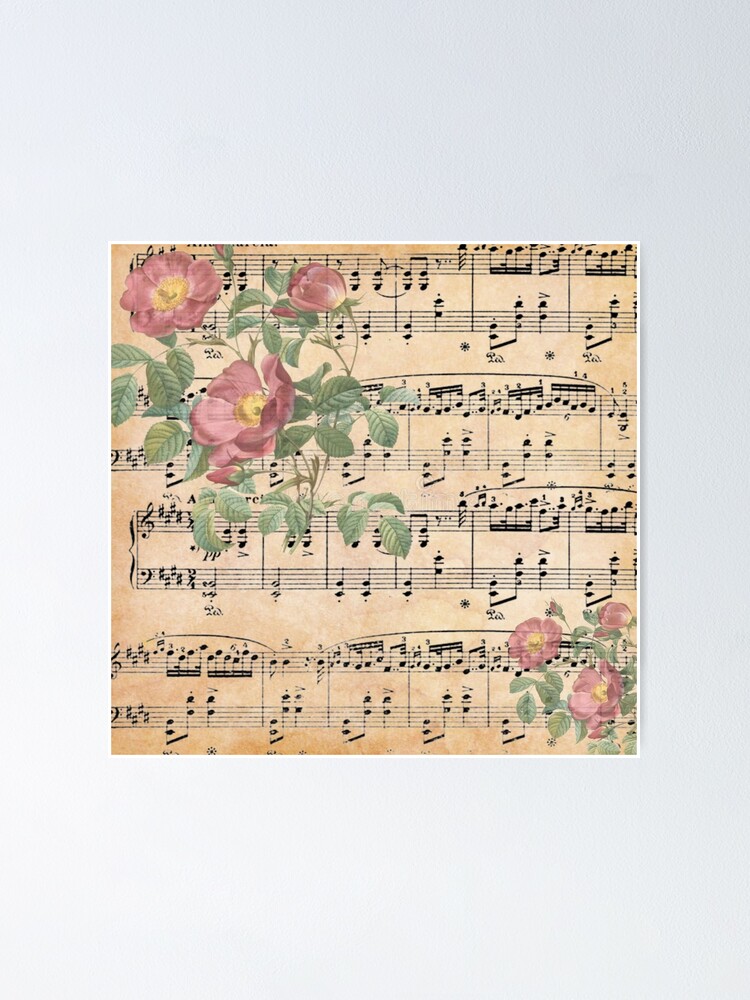 "Floral Music Sheet Vintage Old Piano Music Sheet Patterns Musician ...