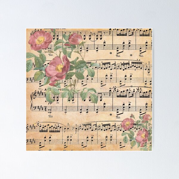 "Floral Music Sheet Vintage Old Piano Music Sheet Patterns Musician ...