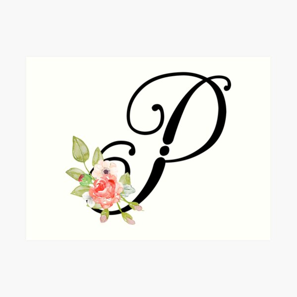 "Floral Monogram Fancy Script Letter P" Art Print for Sale by Grafixmom ...