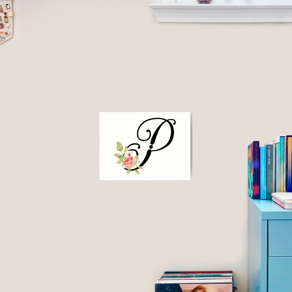 "Floral Monogram Fancy Script Letter P" Art Print for Sale by Grafixmom ...