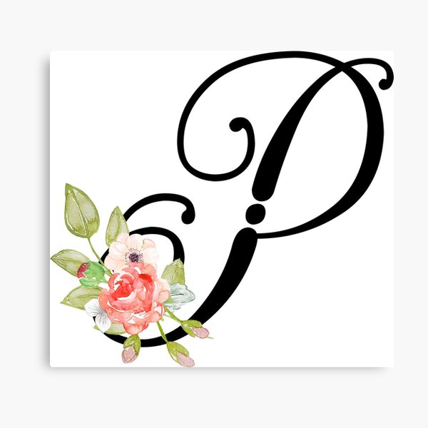 "Floral Monogram Fancy Script Letter P" Canvas Print for Sale by ...