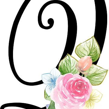 "Floral Monogram Fancy Script Letter Q" Sticker for Sale by Grafixmom ...