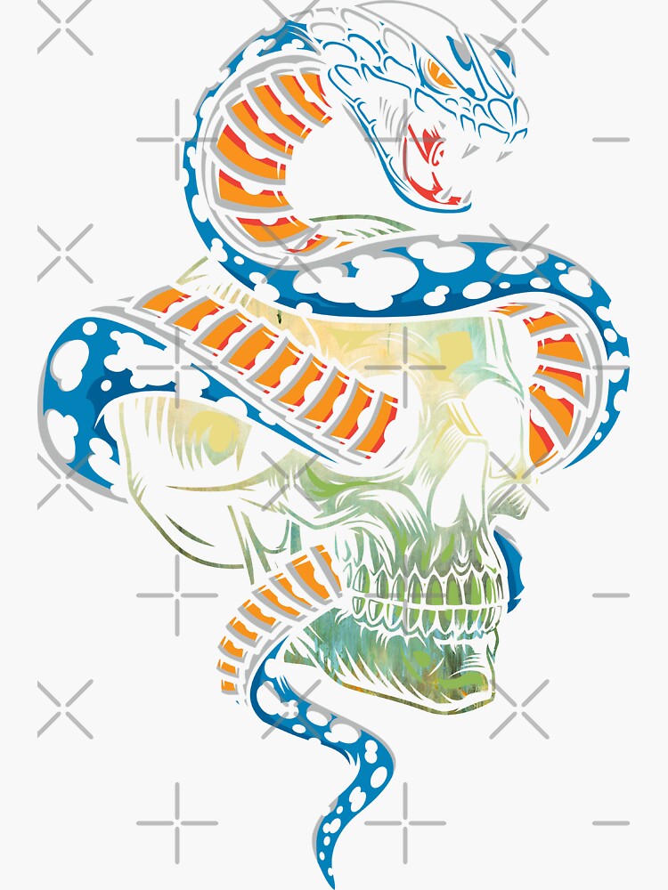 "Skull and snake Tattoo Design" Sticker for Sale by FanityPrints ...
