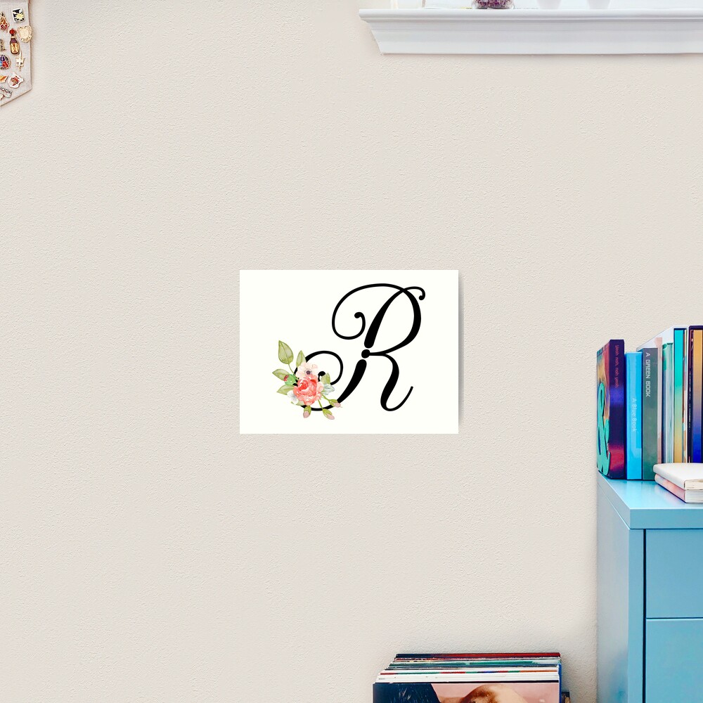"Floral Monogram Fancy Script Letter R" Art Print for Sale by Grafixmom ...