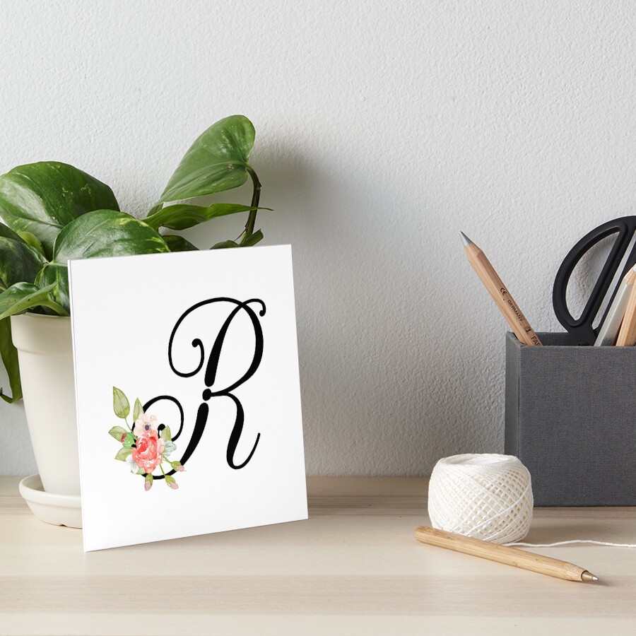 "Floral Monogram Fancy Script Letter R" Art Board Print for Sale by ...