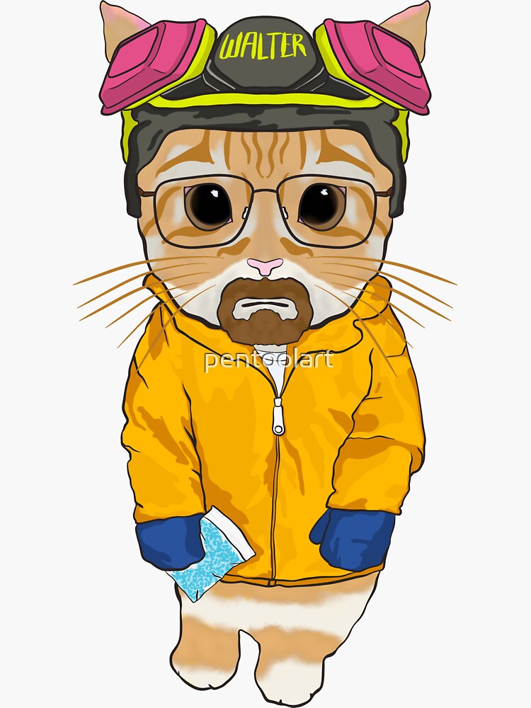 "Walter White - Cat Lab Gas Mask" Sticker for Sale by pentoolart ...