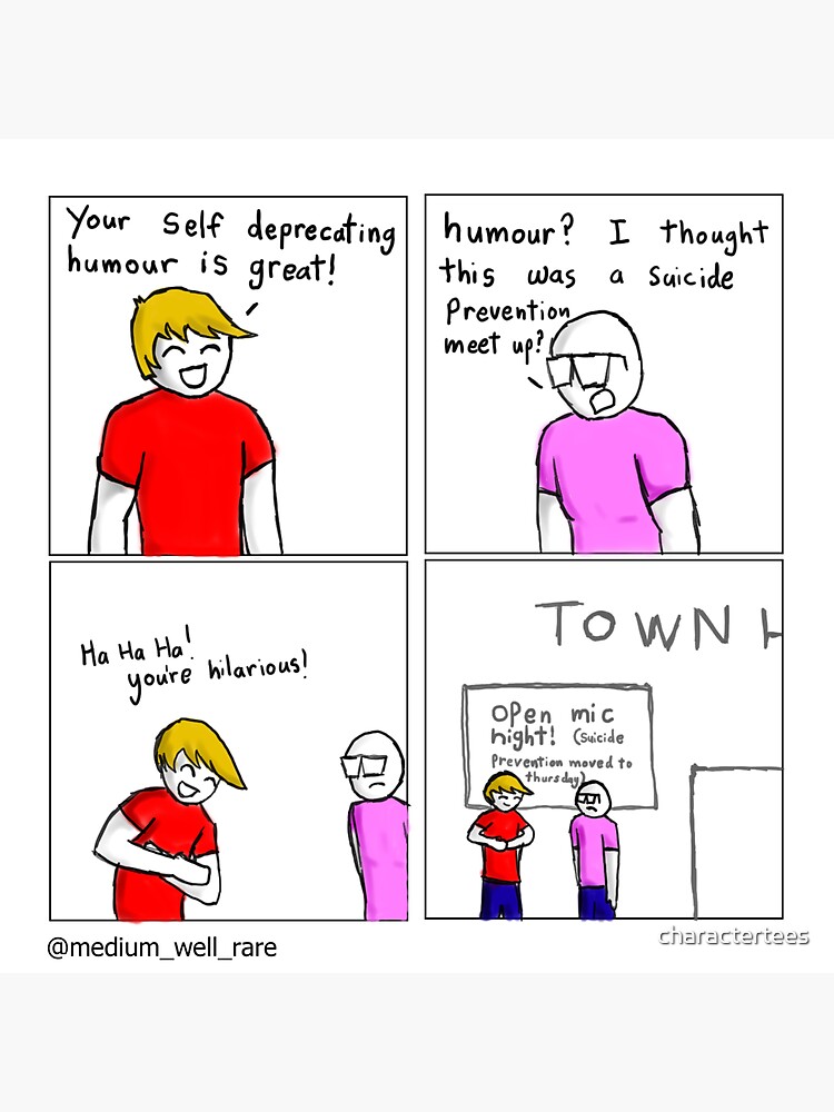 "Self deprecation " Sticker by charactertees | Redbubble