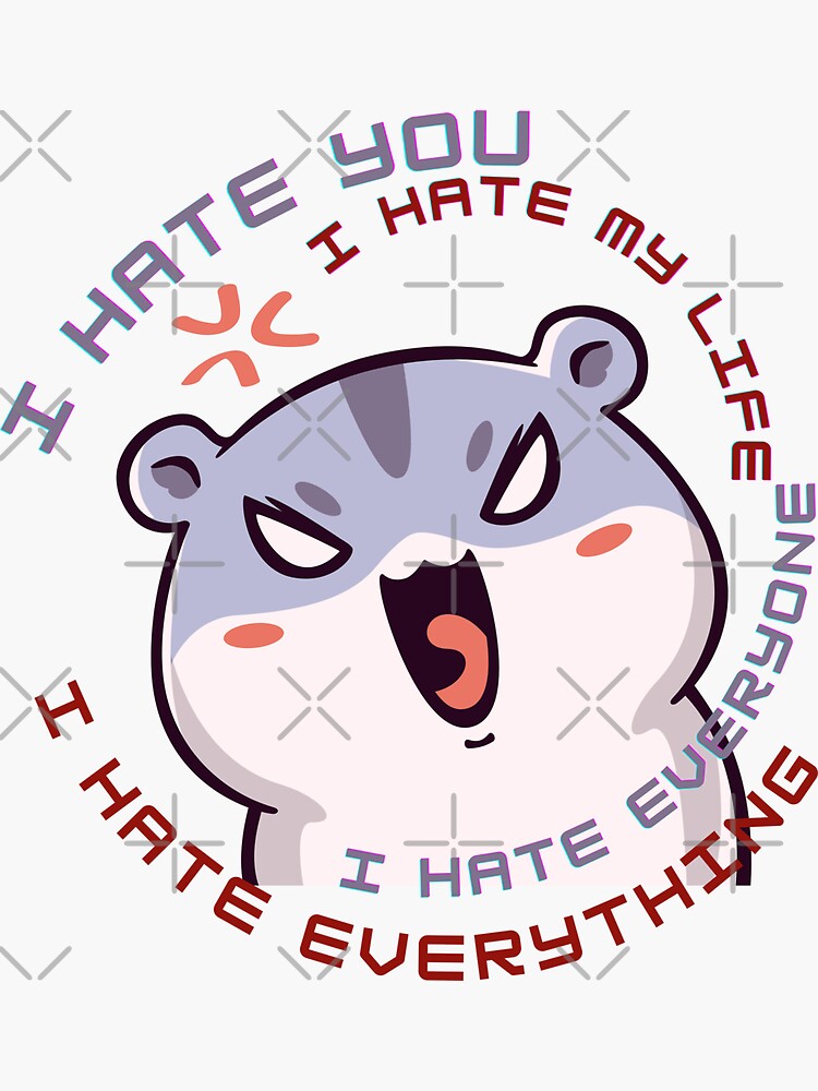 "I Hate... - Colourful Emoji - Angry Hamster" Sticker for Sale by ...
