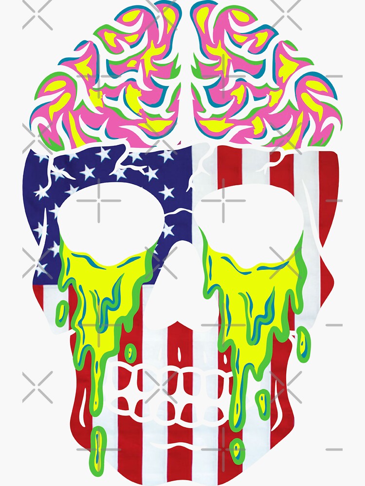 "USA Melting skull drip" Sticker for Sale by FanityPrints | Redbubble