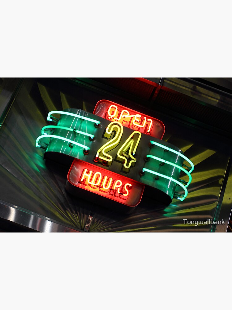 "Open 24hrs sign" Sticker for Sale by Tonywallbank | Redbubble