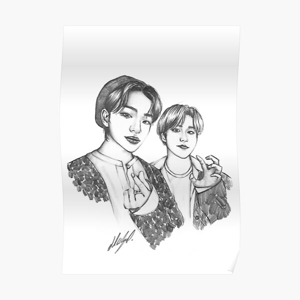 "Stray Kids Hyunjin and Han Art" Poster for Sale by Sketchrose5 | Redbubble