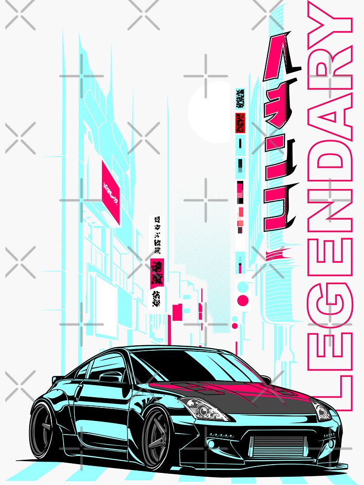 "Tokio 350Z Fairlady JDM Tuning Neon 90s Car" Sticker for Sale by ...