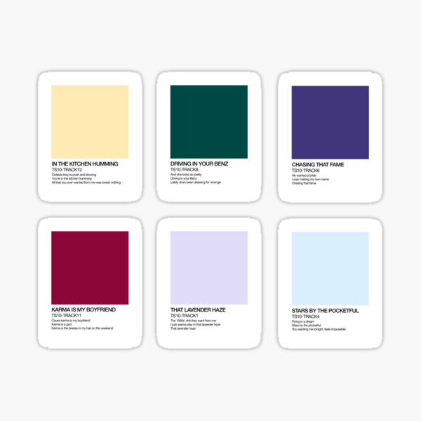 "Lyric Color Swatches #3" Sticker for Sale by laughingplace55 | Redbubble