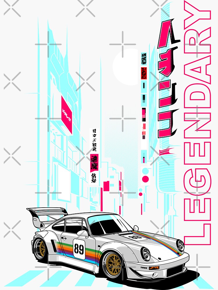 "Neon Tokio 911 964 RWB JDM Tuning Car" Sticker for Sale by ...
