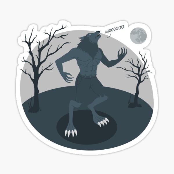 "Warewolf Howling in the Woods with Full Moon" Sticker for Sale by ...