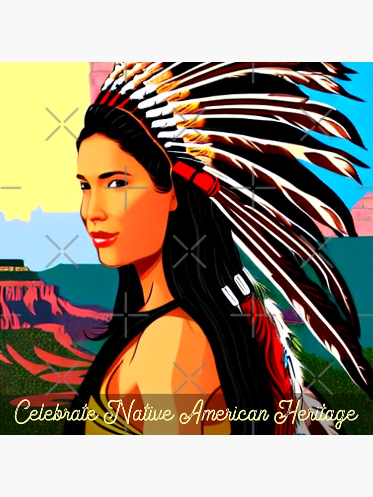 "Celebrate Native American Heritage, Beautiful Native Woman" Sticker ...