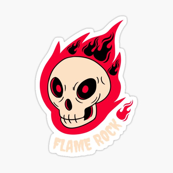 "Flame Rock Burning Skull" Sticker for Sale by victorwanambisi | Redbubble