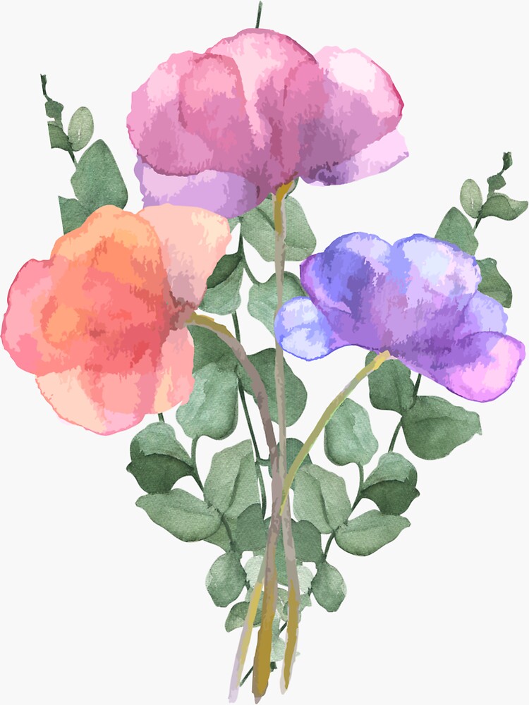 "Dainty Poppy Flowers" Sticker for Sale by Pan-Sil | Redbubble