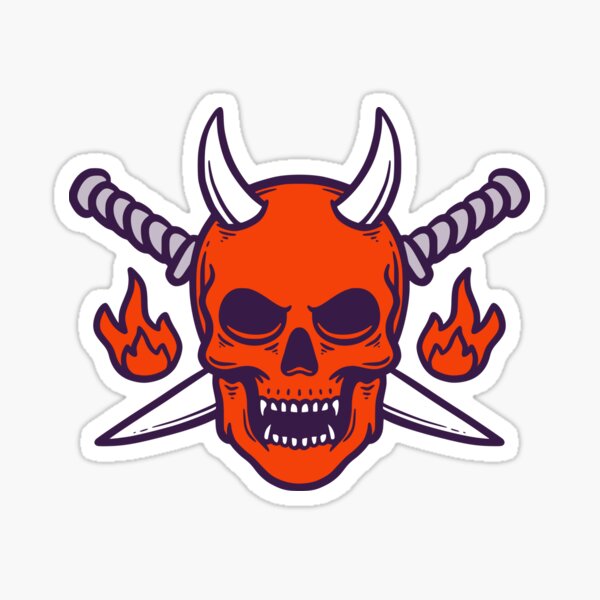 "Angry Devil Skull" Sticker for Sale by rukurustudio | Redbubble