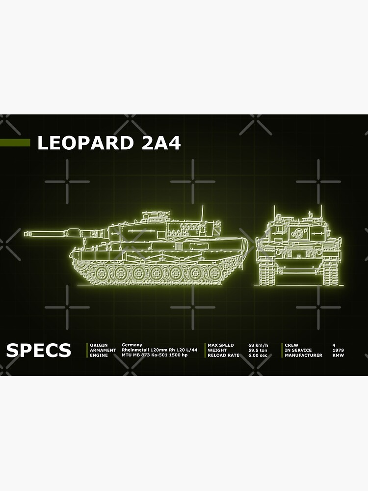 "Leopard 2A4 Main Battle Tank Blueprint Gift Neon" Art Print for Sale ...